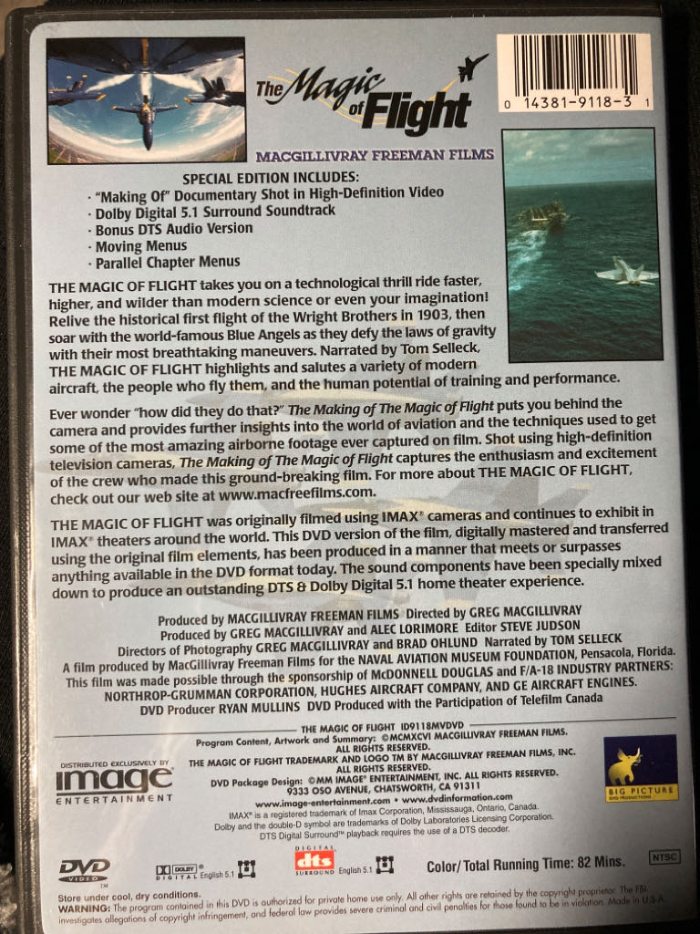 The Magic of Flight Blu-ray movie collectible [Barcode 014381911831]